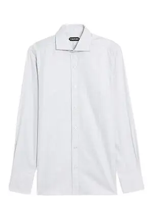 TOM FORD Checked Cottonpoplin Shirt - Light Gray