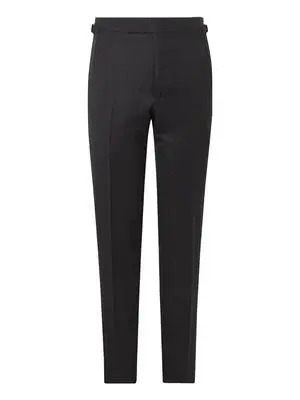 TOM FORD Straight Leg Grain De Poudre Wool And Mohair-blend Tuxedo Pants - Black