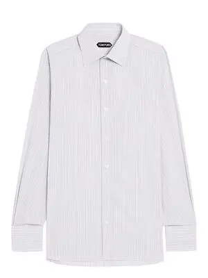 TOM FORD Checked Cottonpoplin Shirt - Sky Blue