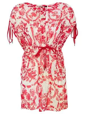 Gucci Floral Drawstring Dress - Red