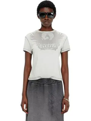DIESEL® Fleece Midi Skirt With Dévoré Print And Drawstring Waist - Grey
