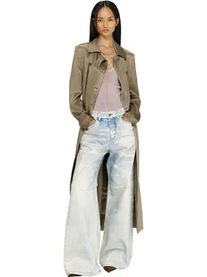 DIESEL® Trench Coat In Wrinkled Satin - Brown