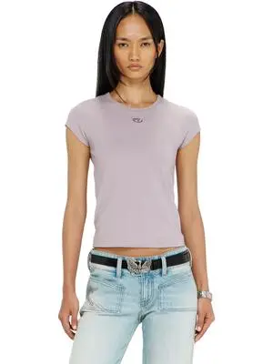 DIESEL® T-shirt With Cut-out Embroidered Logo Violet