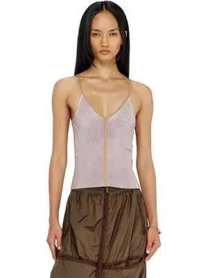 DIESEL® Diesel Rib-Knit Cami Top With Contrast Bands Violet