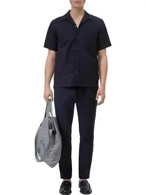 Closed Seersucker Short-sleeved Shirt - Blue
