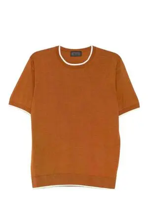 Kiton Contrast-trim Fine-knit T-shirt - Brown