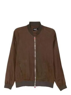 Kiton Linen Ribbed-trim Zip Jacket - Brown