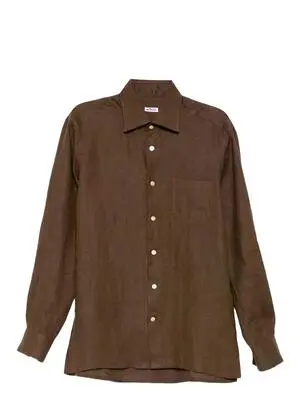 Kiton Linen Patch-pocket Shirt - Brown