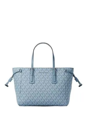 Michael Kors Voyager Extra-small Logo-print Canvas Tote Bag - Blue