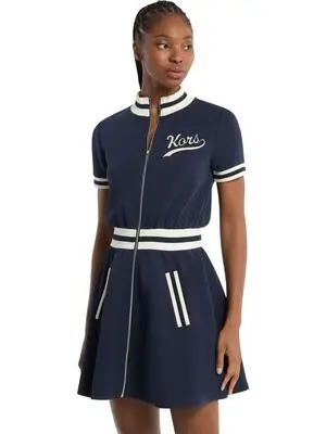 Michael Kors Cotton Blend Zip-up Mini Dress - Blue