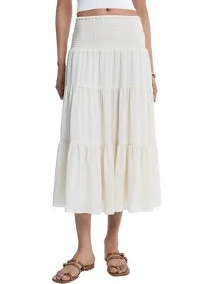 Michael Kors Smocked Georgette Tiered Skirt - Natural