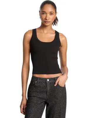 Michael Kors Ribbed Viscose Tank Top - Black
