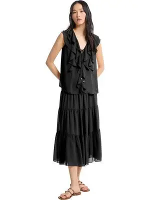 Michael Kors Ruffled Georgette Blouse - Black