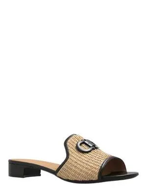 FERRAGAMO Gancini Ornament Raffia Sandals Neutrals