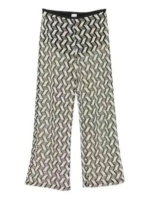 COTAZUR Chevron Knit Semi-sheer Trousers - Black