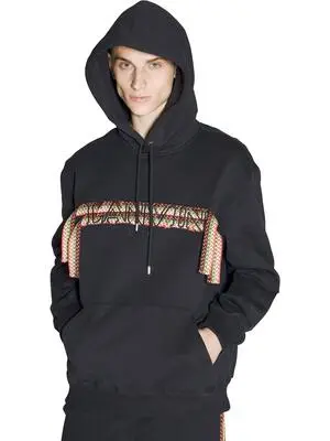 LANVIN Curblace Embroidered Hooded Sweatshirt - Black