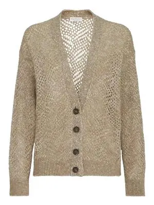 Brunello Cucinelli Merino Wool Zip-up Cardigan With Embellishments - Multicolor