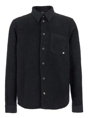 Amiri Black Shirt With Classic Collar And Logo Plaque On The Front In Fabric - Multicolor