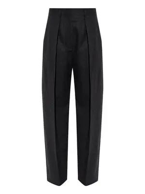 Victoria Beckham Victoria Beckham Wool Pleated Wide-Leg Trousers Grey