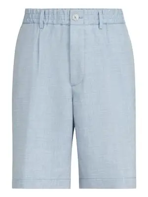 Brunello Cucinelli Linen And Virgin Wool Chevron Bermuda Shorts - Blue