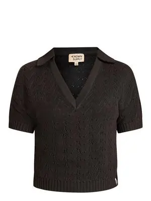 KNOWN SUPPLY Amelia Collared Sweater Top - Black