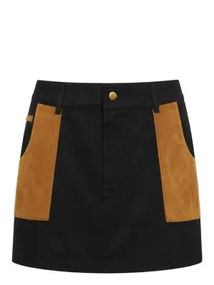 LUROQ LONDON Paneled Mini Skirt - Black/brown