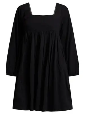 KNOWN SUPPLY Long Sleeve Babydoll Dress - Black