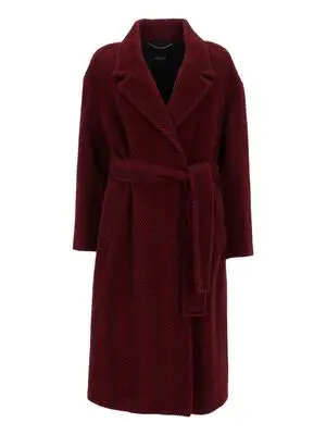 PALTO' Belted Alpaca And Wool Coat - Red