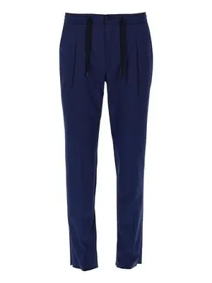 Brian Dales Wool Blend Drawstring Trousers - Blue