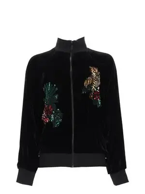P.a.r.o.s.h Sequin Embellished Velour Jacket - Black