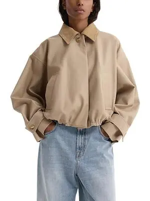 RÓHE Suede Collar Cropped Blouson Jacket - Sand