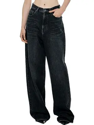 L'EMIUNE 01 Loose Wide Leg Jeans - Bk
