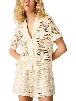 Steve Madden Sandra Crochet Lace Shirt - Ivory