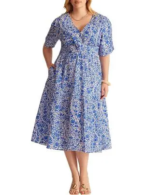 ESTELLE Paisley Midi Dress - Azure
