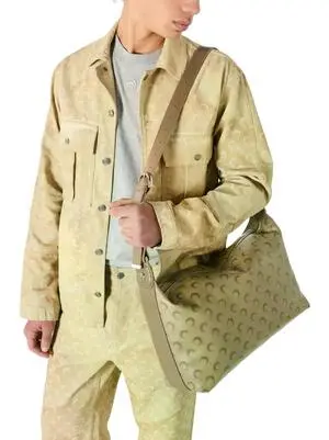 MARINE SERRE Moon Print Leather Messenger Bag - Neutrals