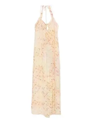 Ba&sh Beige Floral Print Halterneck Dress - Neutrals
