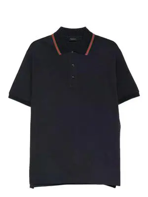 Gucci Web-stripe Piqué Polo Shirt - Blue
