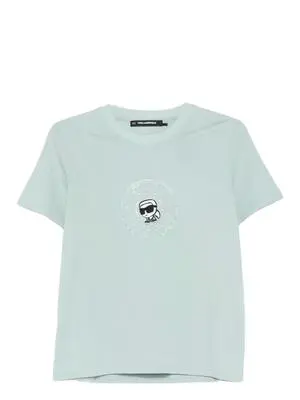 Karl Lagerfeld Cotton T-shirt With Glitter Print - Blue