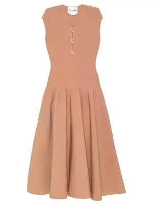 Roland Mouret Embellished Flared Midi Dress - Brown