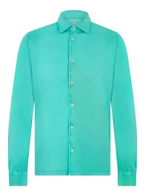 Fedeli Classic-collar Long-sleeve Shirt - Blue