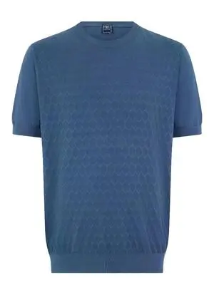 Fedeli Diamond-knit T-shirt - Blue