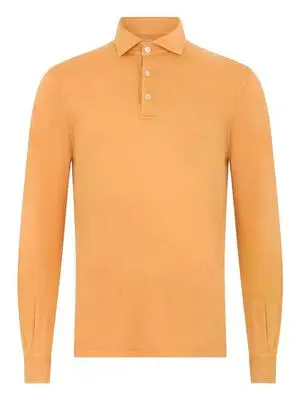 Fedeli Long-sleeve Button-fastening Polo Shirt - Orange