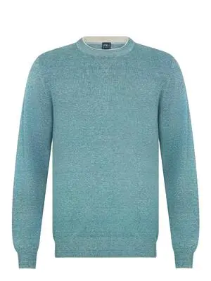 Fedeli Crew Neck Long Sleeve Sweater - Blue
