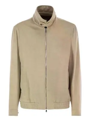 Brunello Cucinelli Sand Virgin Wool Stand Collar Zip Jacket - Neutrals