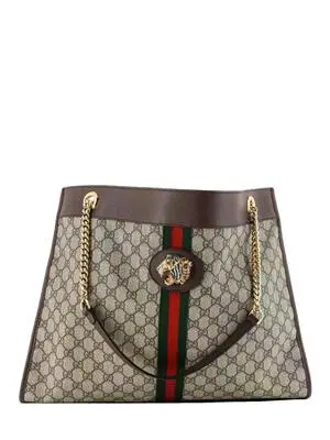 Gucci Rajah Chain Gg Coated Canvas Large Tote Bag - Brown
