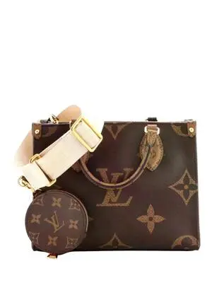 LOUIS VUITTON Onthego Pm Tote Reverse Monogram Giant Shoulder Bag - Brown