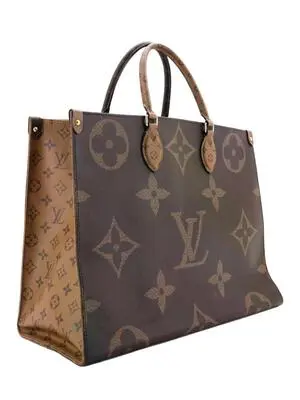 LOUIS VUITTON Louis Vuitton Giant Monogram Reverse Onthego GM Tote Bag Brown