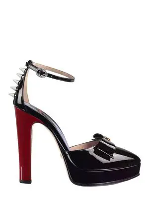 GUCCI Gucci Patent Leather Ankle Strap Pumps With Bow Detailing