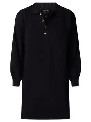KNOWN SUPPLY Known Supply Griffin Collared Button Sweater Dress Black