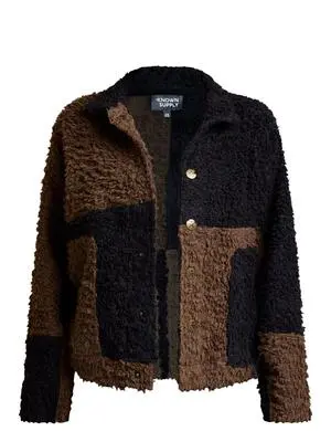 KNOWN SUPPLY Colorblock Sherpa Jacket - Black